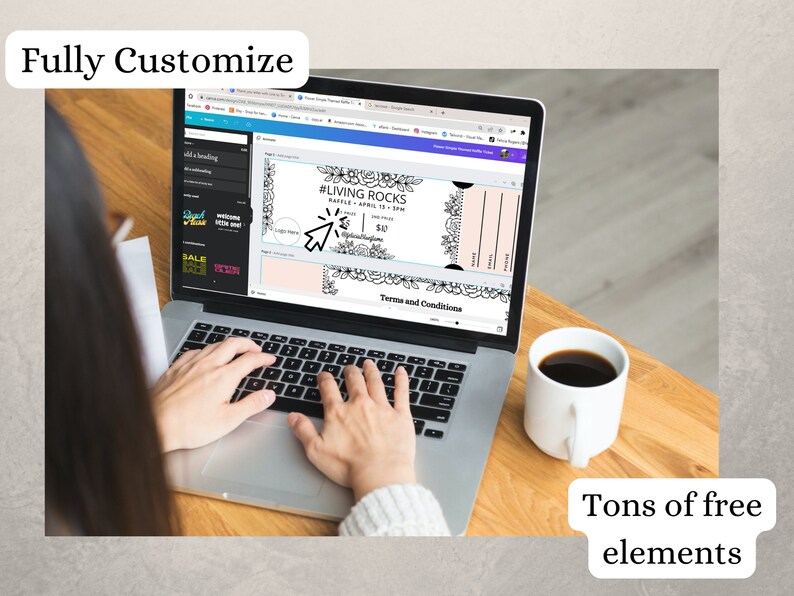 Editable Raffle Template Ticket, Diy Ticket, Custom Ticket, Black and ...