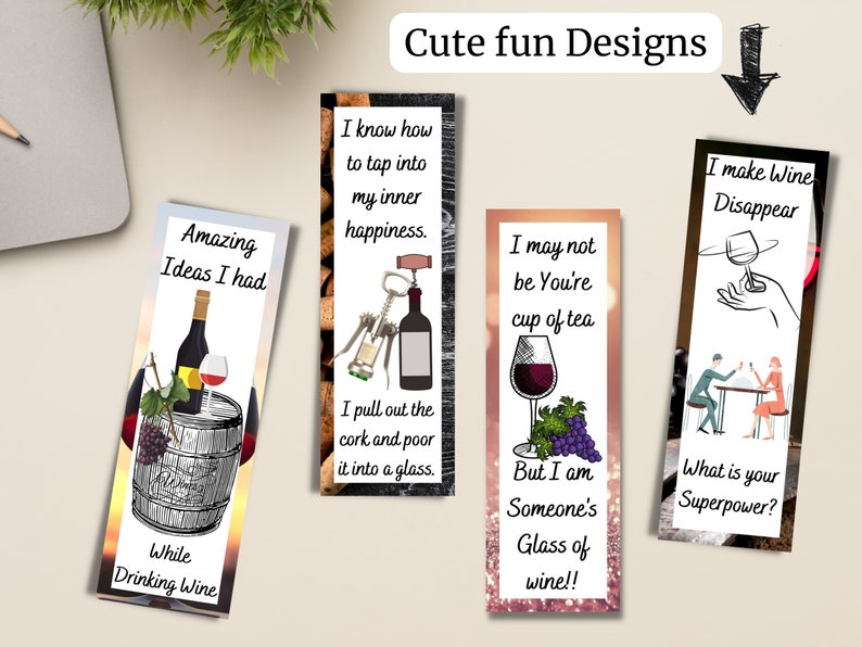 Wine, Printable Bookmarks, Cute Bookmark, Digital Bookmark, 8.5X11 ...