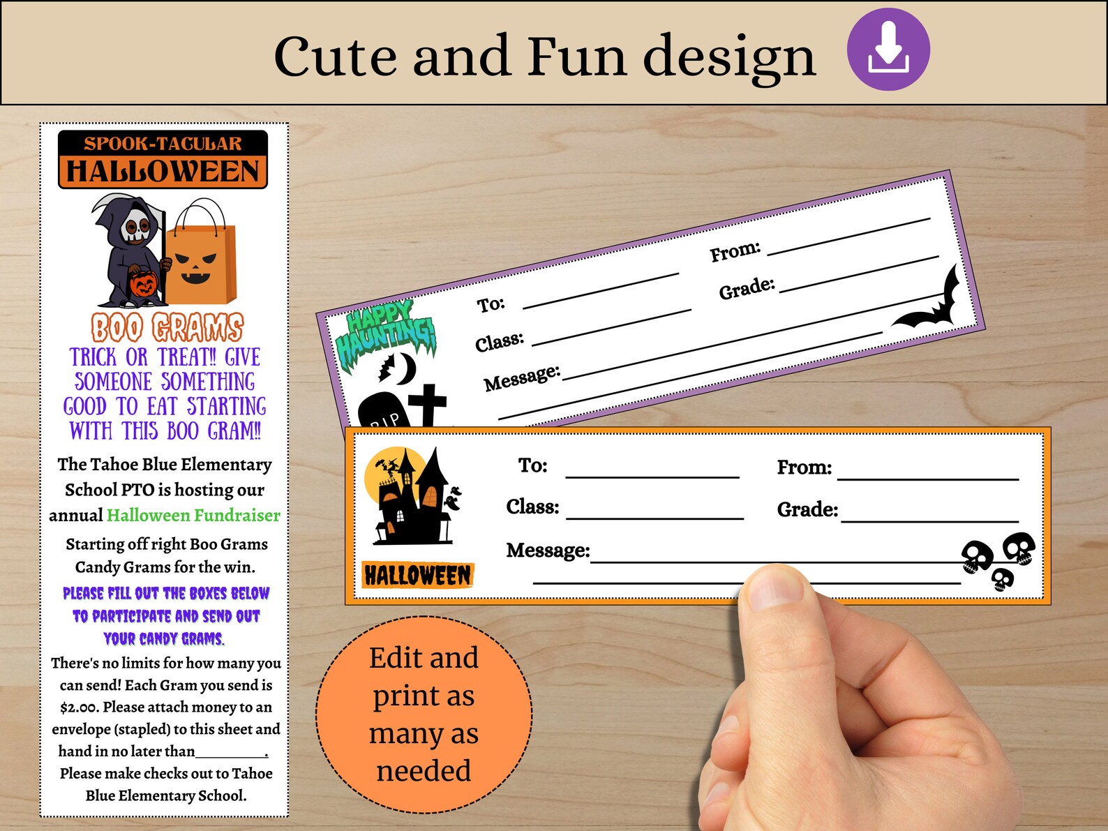 Halloween Candy Gram Flyer, Boo Grams, School Fundraiser Template, Fall ...