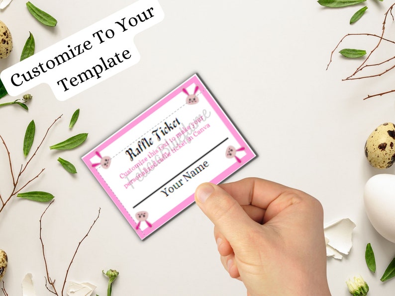Pink Ticket, Raffle Ticket Template, Easter Themed Raffle Ticket ...