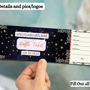 Black and Gold, Raffle Ticket, Editable Template Ticket, Diy Ticket ...