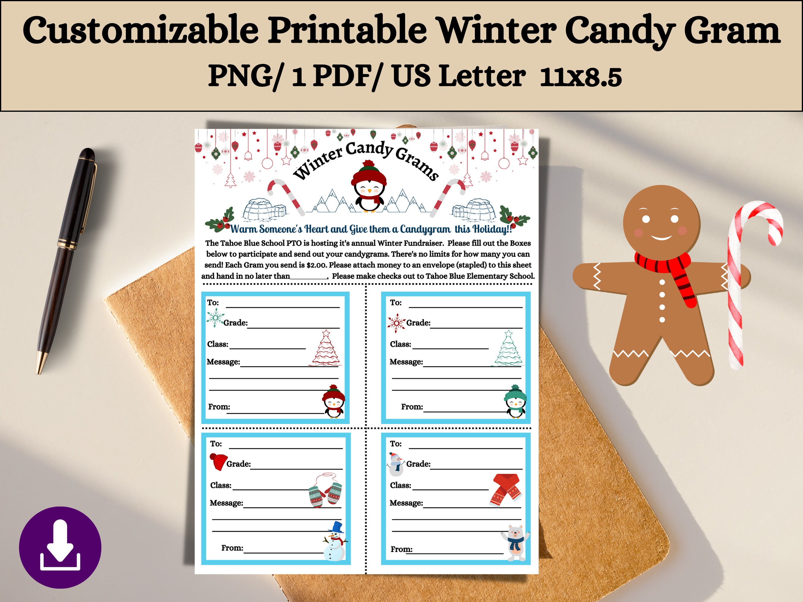 Holiday Candy Gram Flyer, Holiday Candy Gram Fundraiser, Winter Candy ...