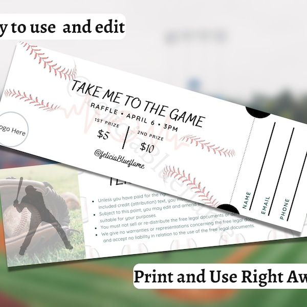 Baseball Ticket - Etsy