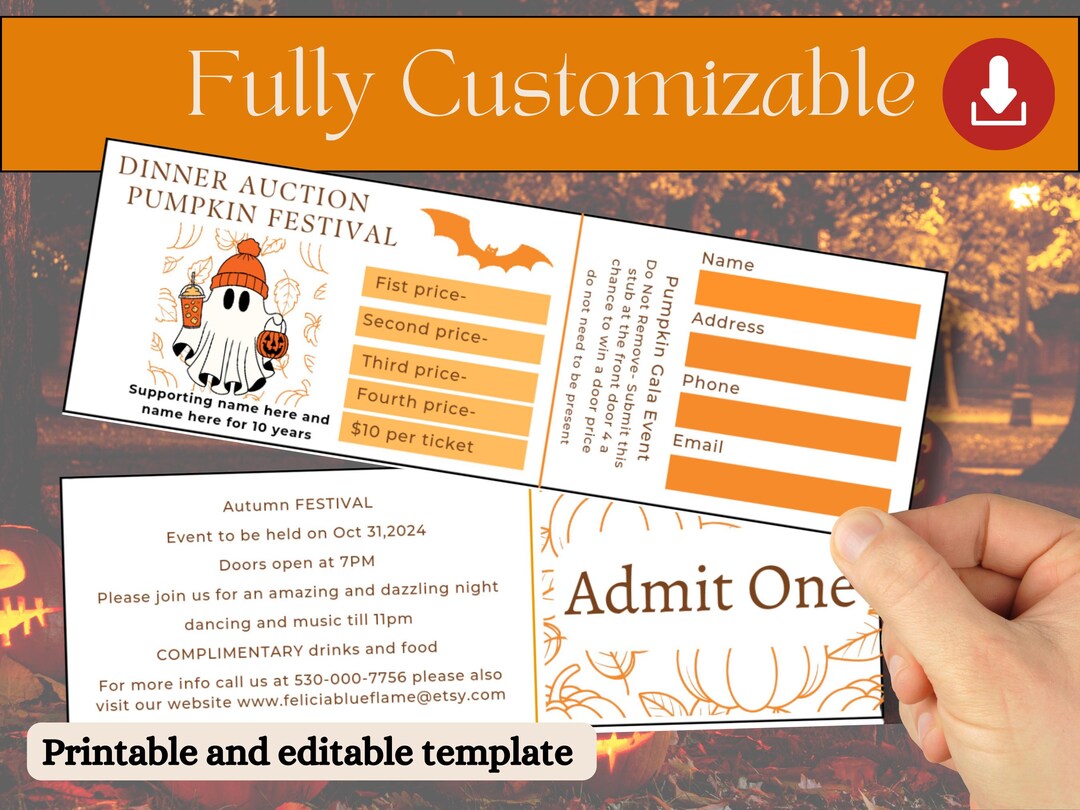Pumpkin Festival Ticket Template: Customizable Fall Event Flyer ...