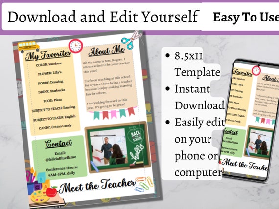 Editable Meet the Teacher Teacher Newsletter Event - Etsy