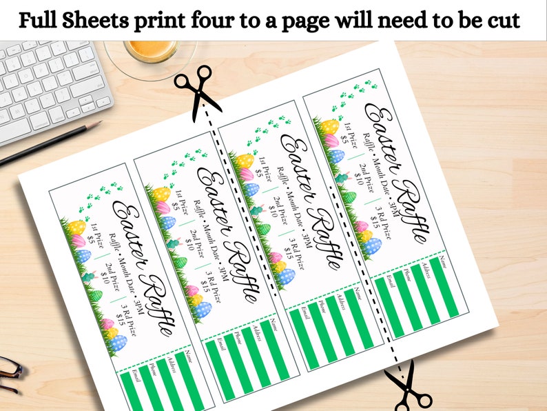 Easter Fun Ticket, Blank Raffle Template Ticket, Diy Ticket, Custom ...