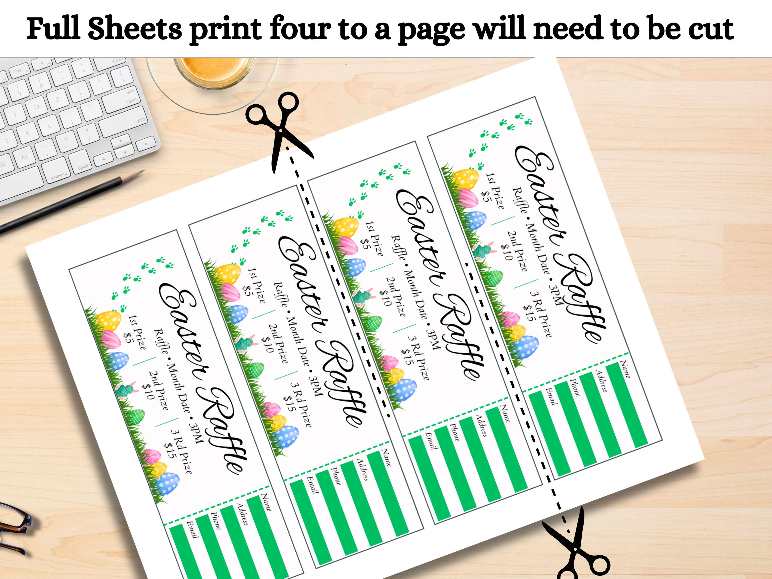 Easter Fun Ticket, Blank Raffle Template Ticket, Diy Ticket, Custom ...