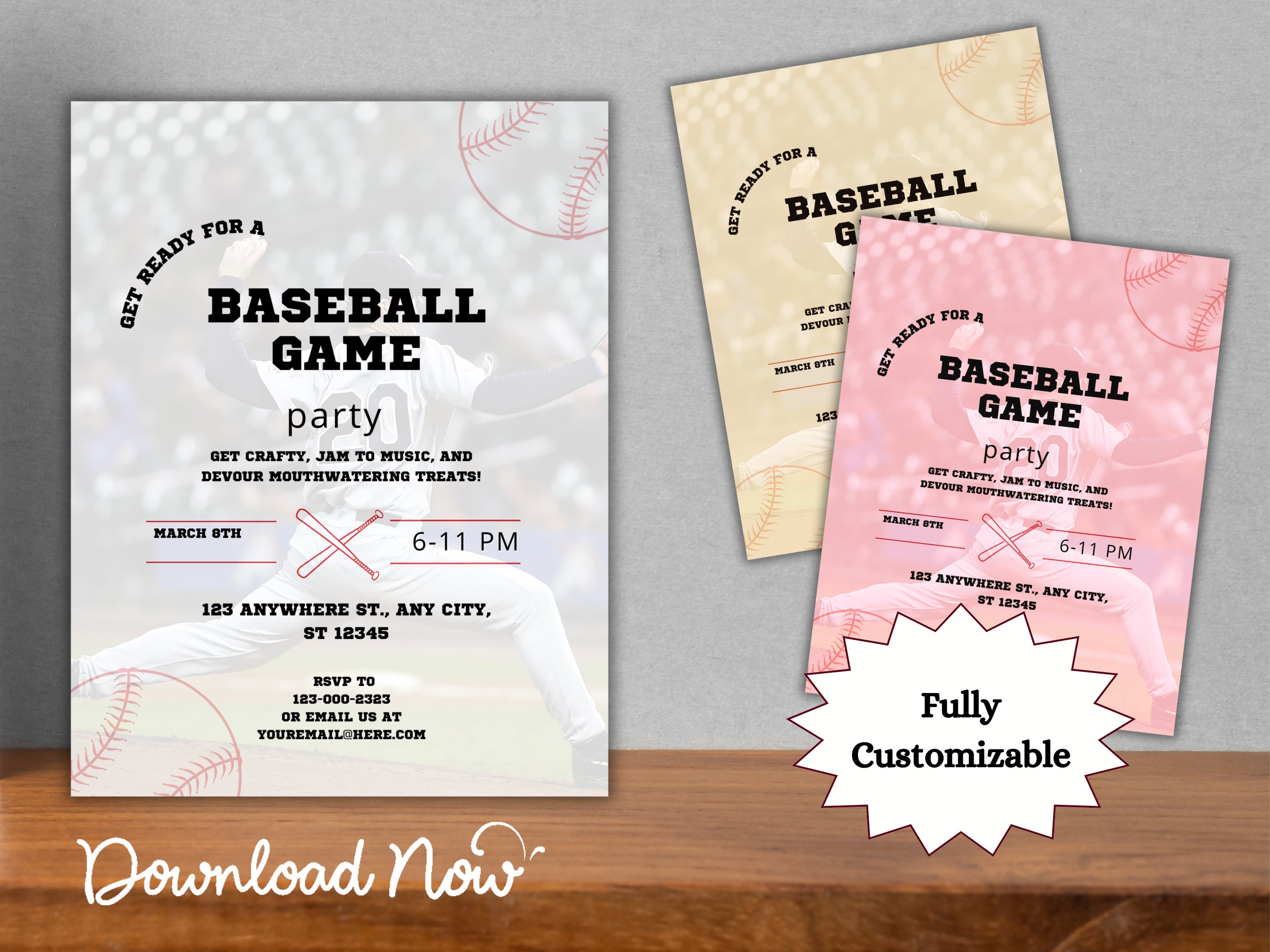 Baseball Raffle Ticket Template: DIY Editable Design (digital Download ...