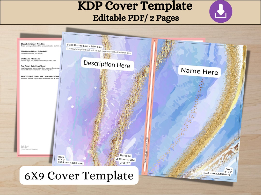 Editable Template 6x9 Paperback Book Cover, KDP Book Covers, Journal ...
