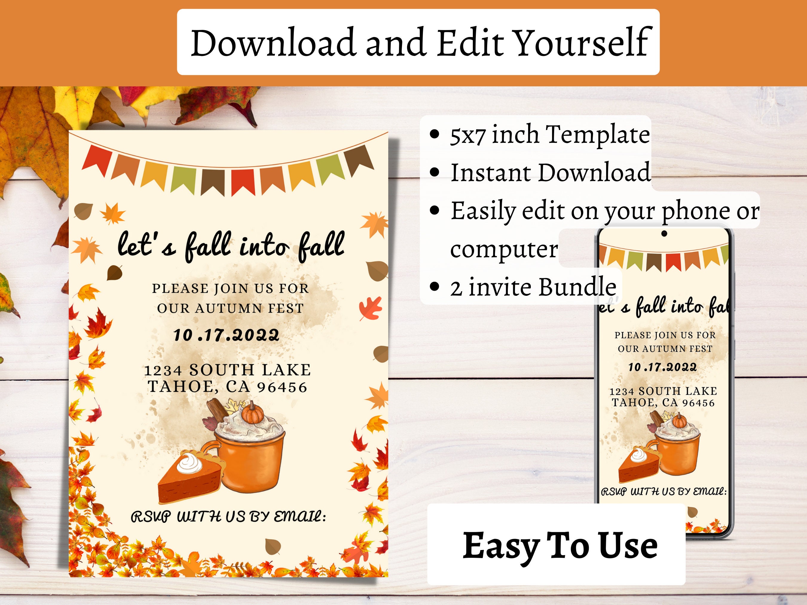 Invitation, Editable Template ,unique Invitation, DIY Invite, Printable ...