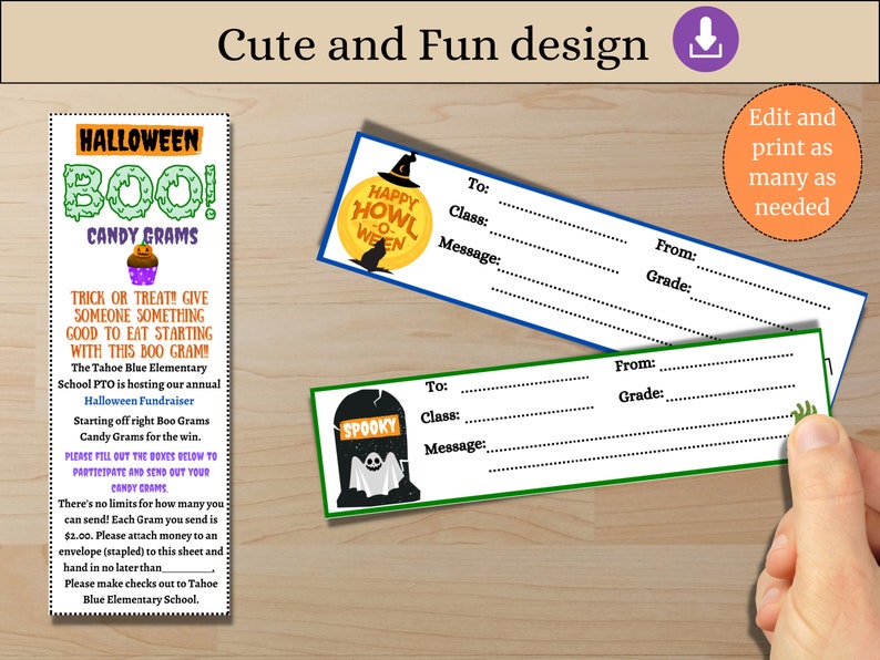 Halloween Candy Gram Flyer, Boo Grams, School Fundraiser Template, Fall ...