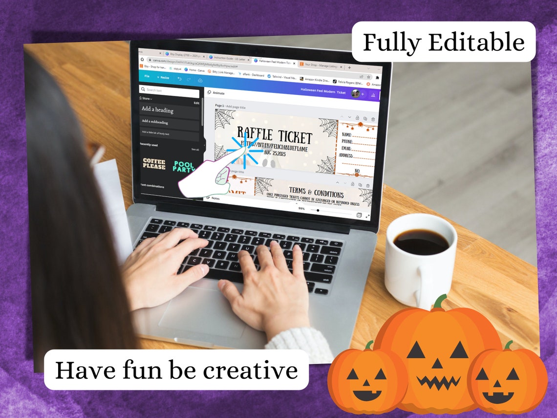 Blank Ticket, Halloween DIY Ticket, Editable Raffle Template Ticket ...