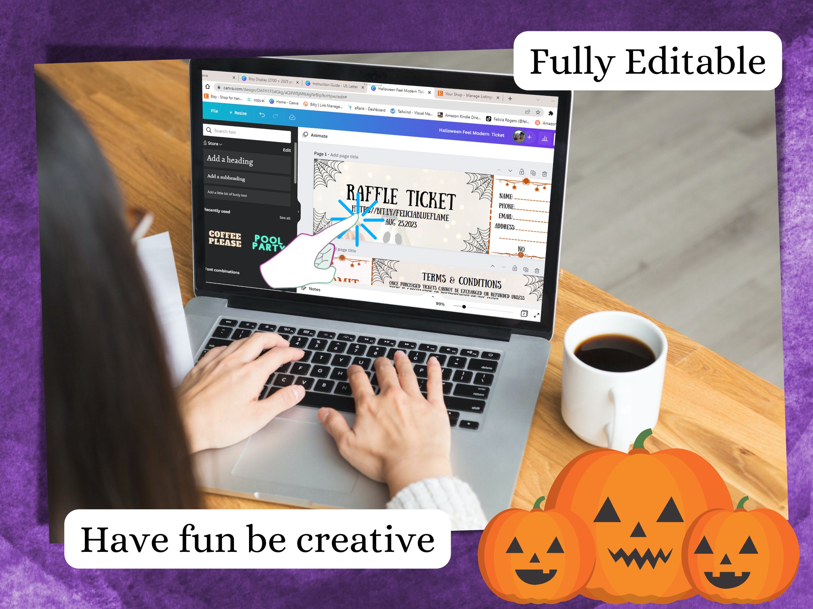 Blank Ticket, Halloween DIY Ticket, Editable Raffle Template Ticket ...