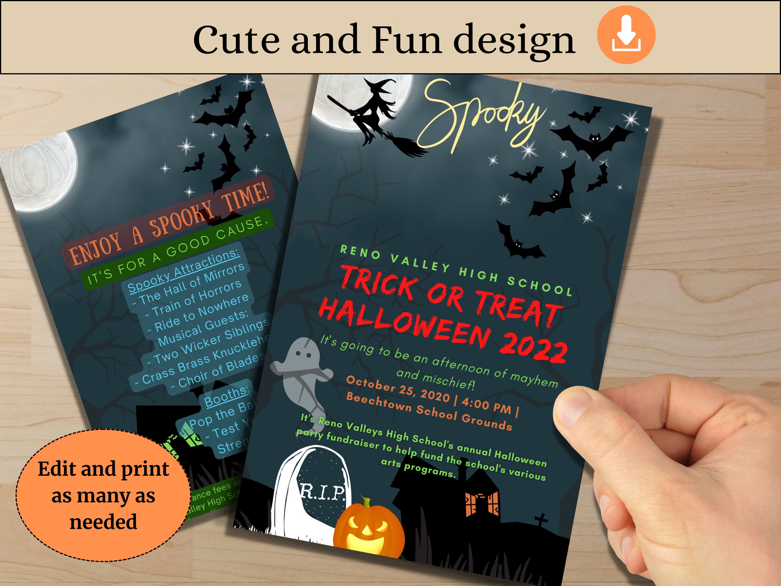 Fundraiser Invitation, Halloween Flyer , Editable Template ,unique ...