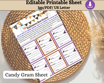 Halloween Candy Gram Flyer, Boo Grams, School Fundraiser Template, Fall ...