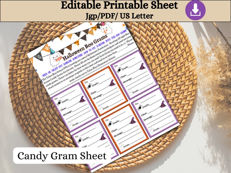 Halloween Candy Gram Flyer, Boo Grams, School Fundraiser Template, Fall ...