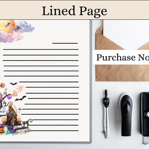 Halloween Printable Stationery Set, Watercolor Halloween, Lined and ...