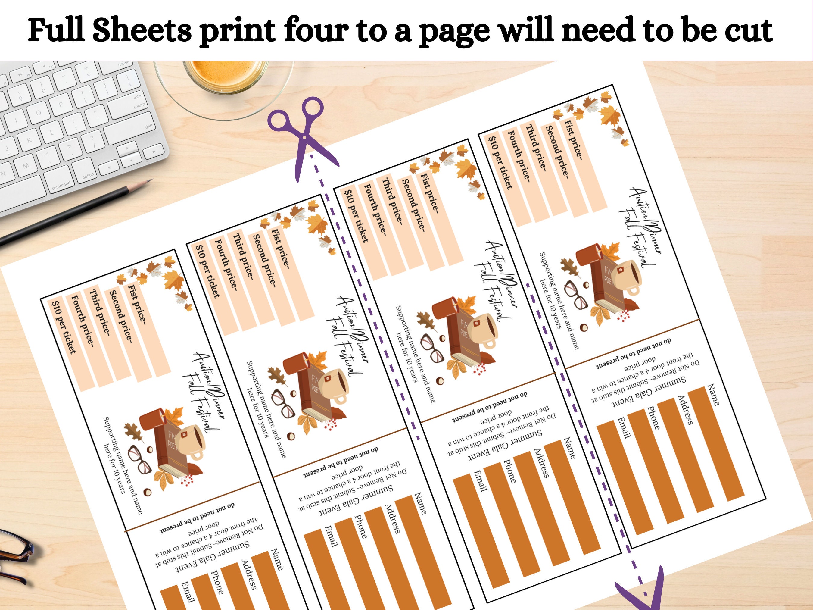 Autumn Raffle Pro: Customizable Fall Ticket Templates, Diy Ticket ...