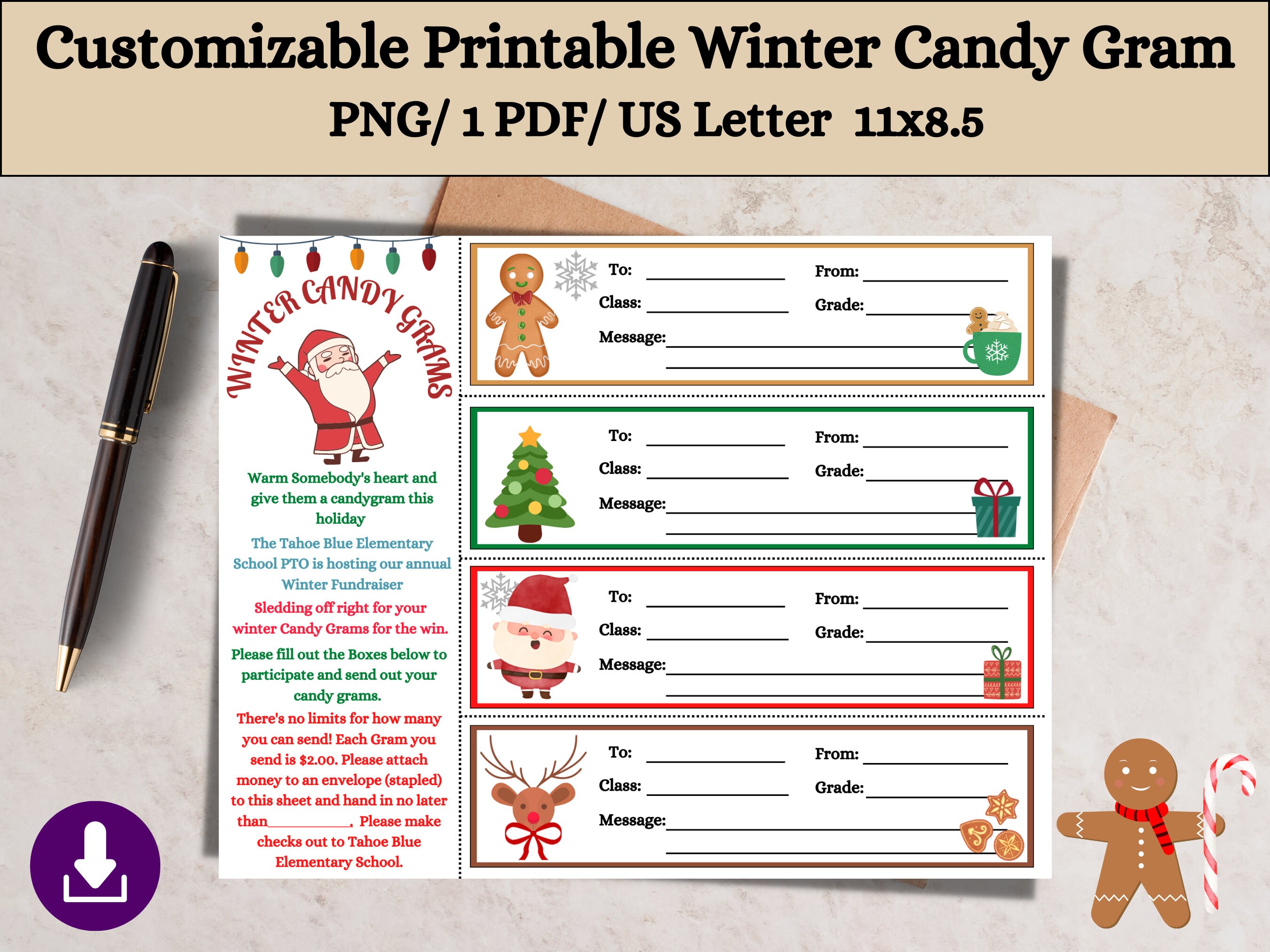 Holiday Candy Gram Flyer, Holiday Candy Gram Fundraiser, Winter Candy ...
