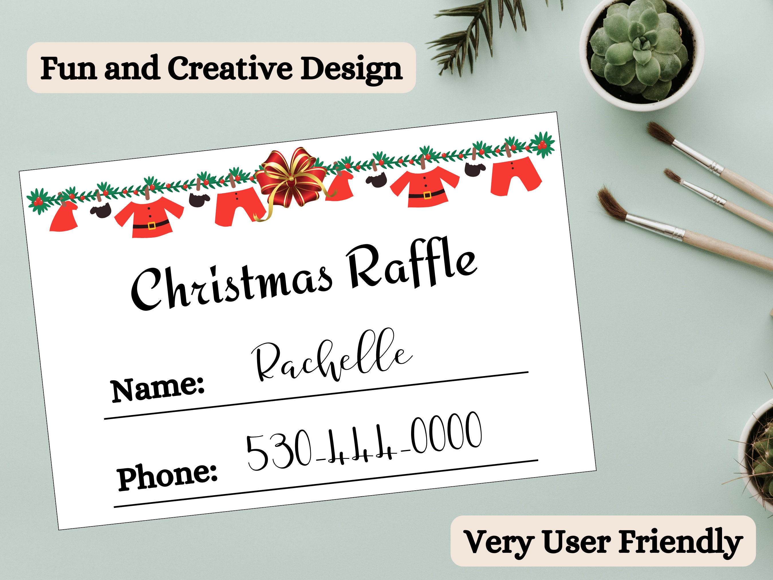 Green and Red , Christmas Raffle Template Ticket, Flyer Invite Template ...