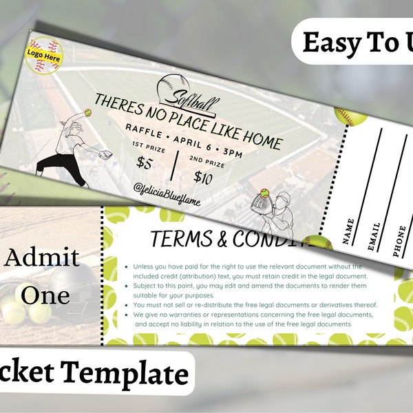 Softball Raffle Template - Etsy