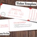 Red Ticket, Blank Editable Raffle Template Ticket, Diy Ticket, Custom ...