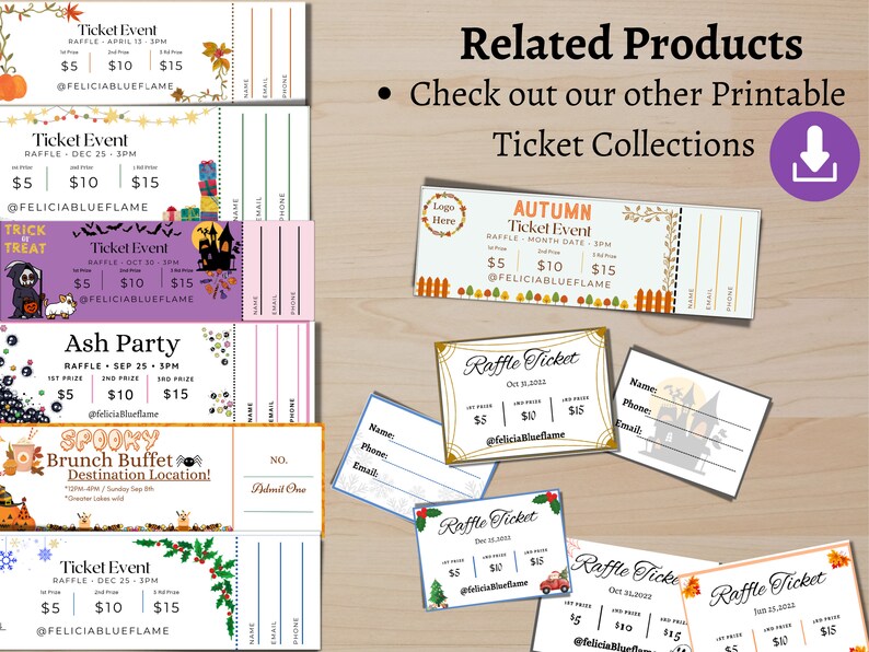 Autumn Raffle Ticket Template: Editable DIY Ticket (digital Download ...