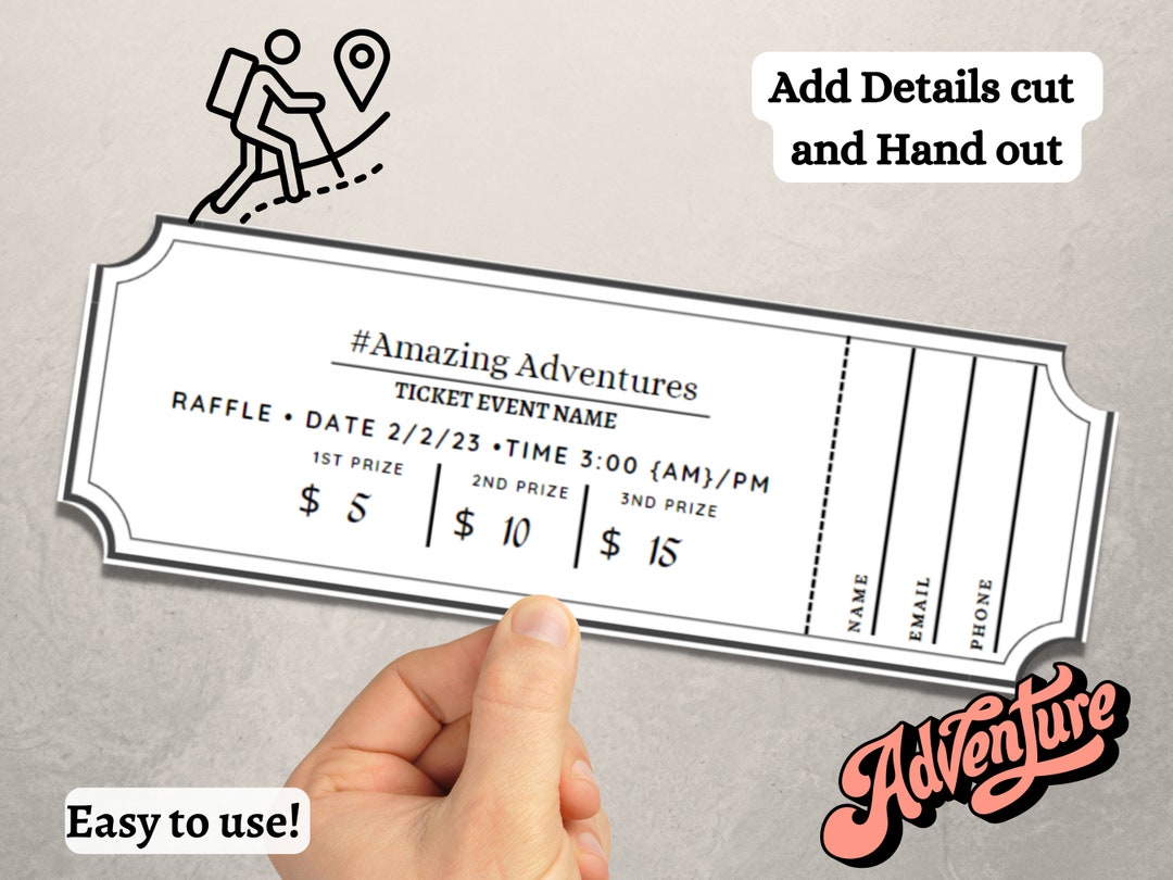 Printable Raffle, Editable Ticket, Ticket Booklet, Diy Ticket, Custom ...