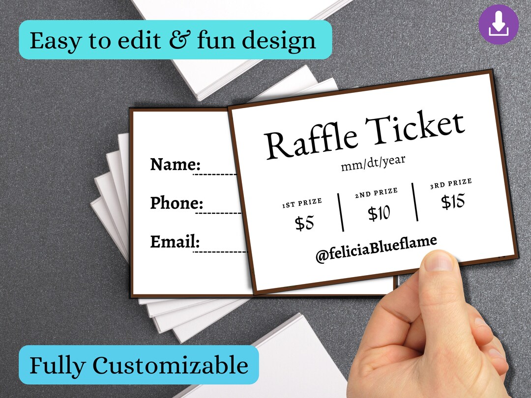 Gray Ticket, Printable Raffle, Editable Raffle Template Ticket, Diy ...