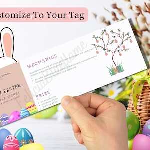 Raffle Ticket Template, Easter Bunny Raffle Ticket, Editable Template ...