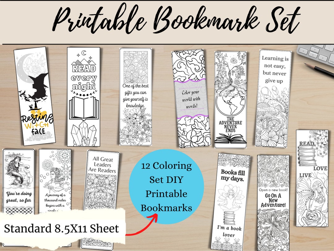 Coloring Bookmarks, Digital Bookmark, Printable Bookmarks, DIY Bookmark ...