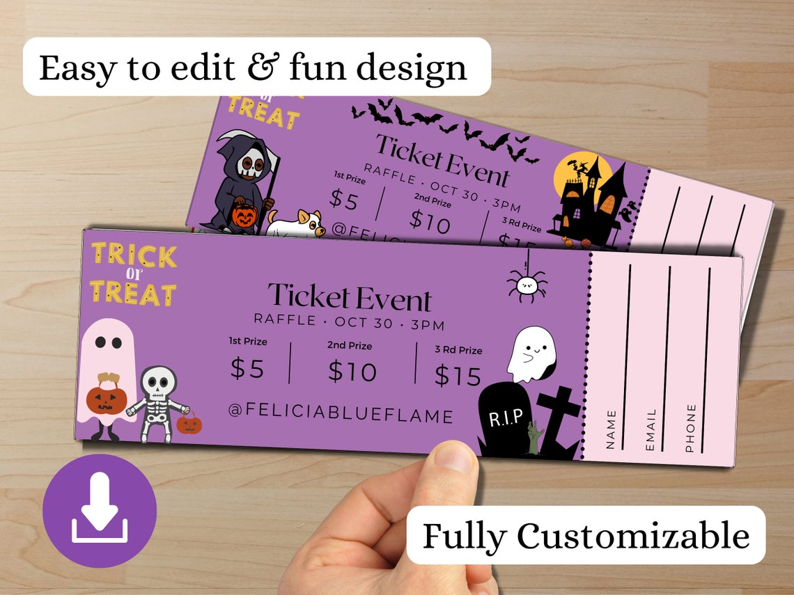 Printable Raffle, Editable Raffle Template Ticket, Diy Ticket, Custom ...