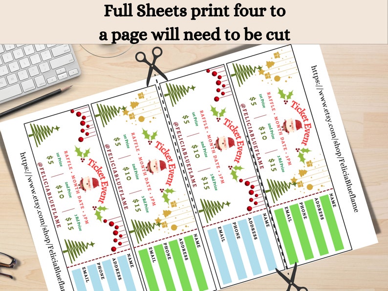 Red, Green and Blue Ticket, Printable Raffle, Editable Template Ticket ...