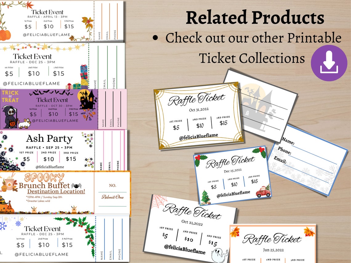 Blank Raffle Template Ticket, Diy Ticket, Custom Ticket, Themed Raffle ...