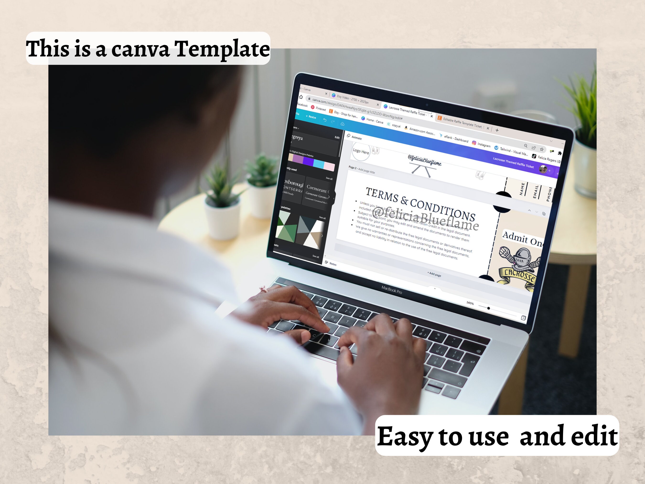 Lacrosse Ticket, Editable Raffle Template Ticket, Diy Ticket, Custom ...