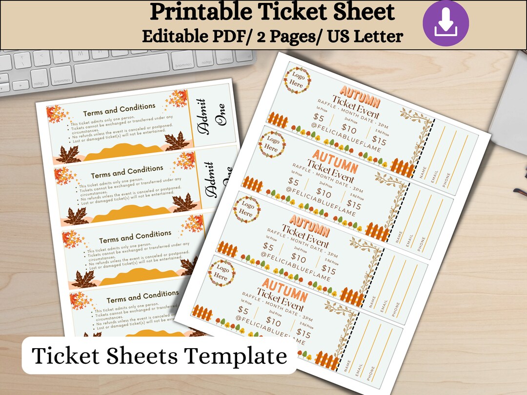 Printable Raffle, Editable Raffle Template Ticket, Diy Ticket, Custom ...