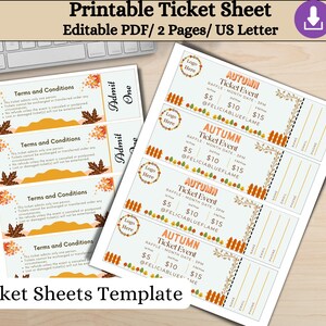 Autumn Raffle Ticket Template: Editable DIY Ticket (digital Download ...