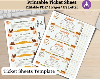 Christmas Ticket Printable Sheet Editable Template Diy - Etsy