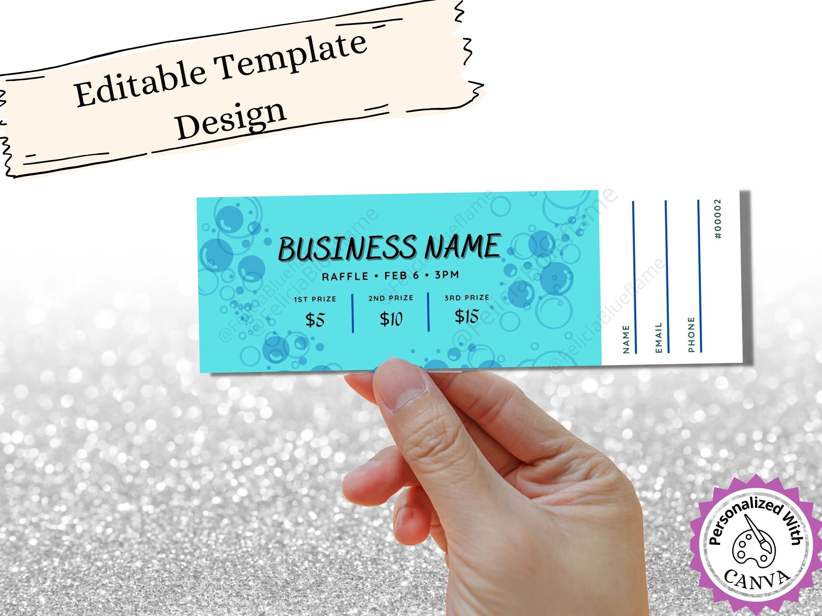 Blue Ticket, Editable Raffle, Template Ticket, Diy Ticket, Blank Ticket ...