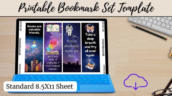 Printable Bookmarks Template Printable Bookmarks Set - Etsy