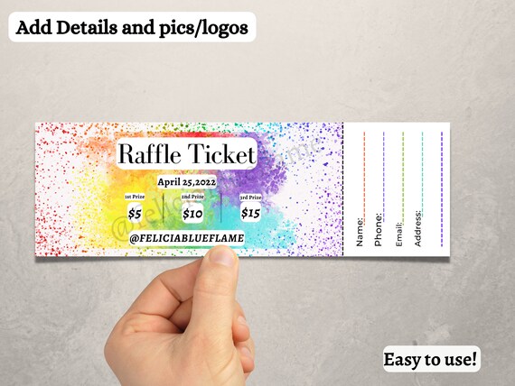 Editable Raffle Template Ticket Diy Ticket Custom Ticket - Etsy
