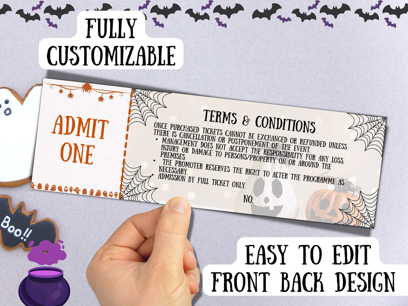 Blank Ticket, Halloween DIY Ticket, Editable Raffle Template Ticket ...