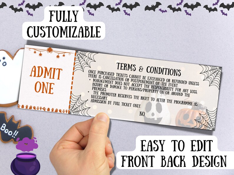 Blank Ticket, Halloween DIY Ticket, Editable Raffle Template Ticket ...