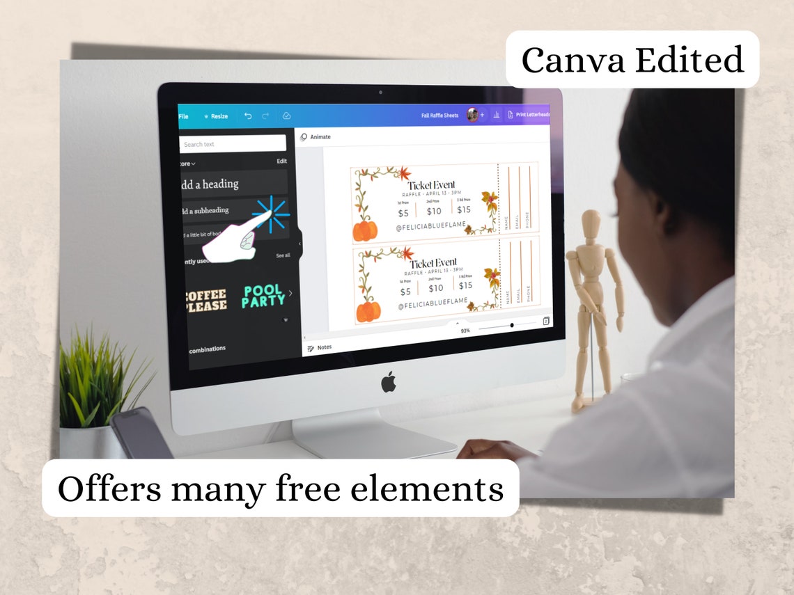 Fall Ticket, Printable Raffle, Editable Raffle Template Ticket, Diy ...