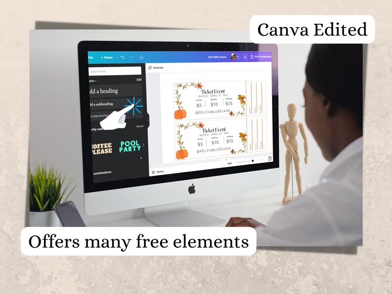 Fall Ticket, Printable Raffle, Editable Raffle Template Ticket, Diy ...