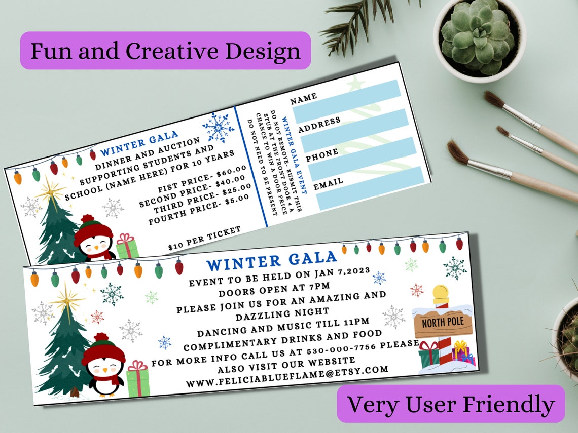 Red Green and Blue Ticket Printable Raffle Editable - Etsy