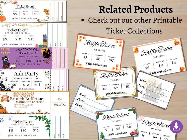 Orange Ticket, Printable Raffle, Editable Raffle Template Ticket, Diy ...