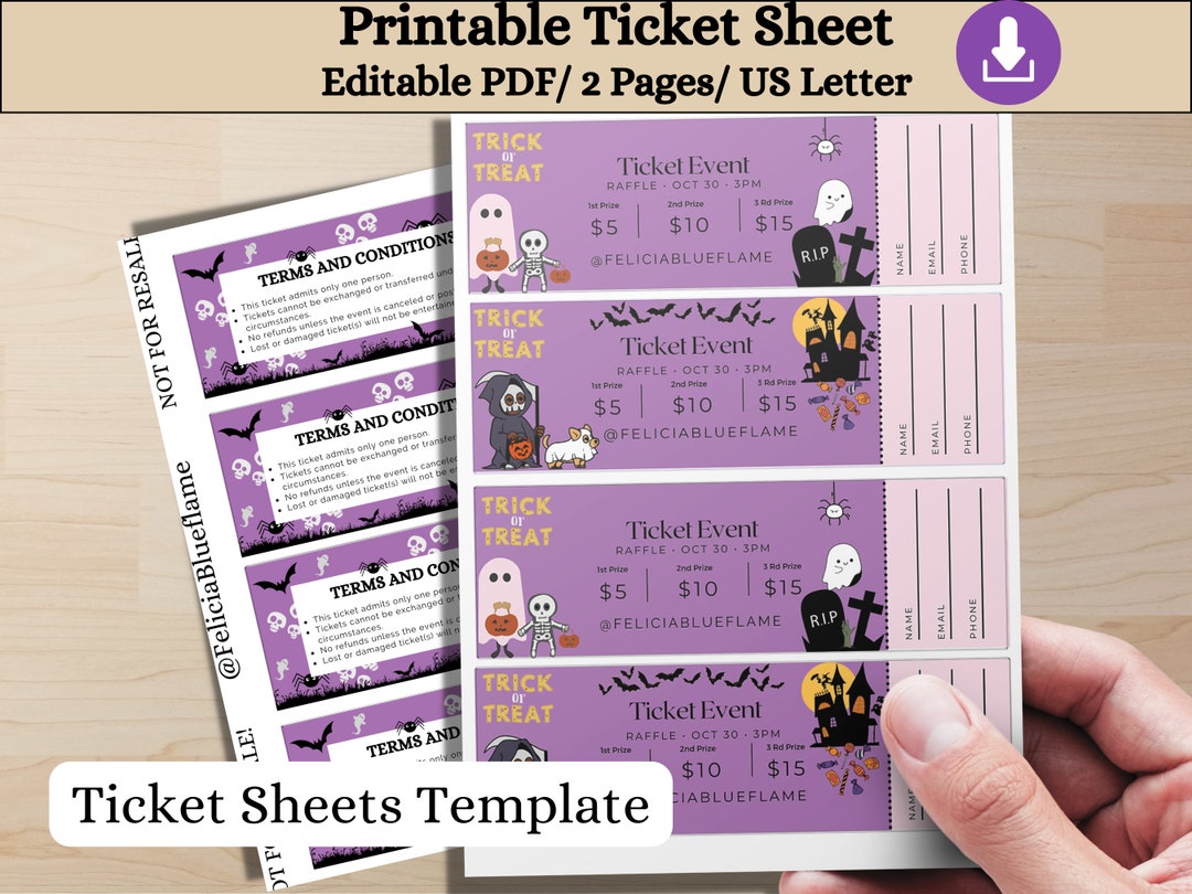 Printable Raffle, Editable Raffle Template Ticket, Diy Ticket, Custom ...