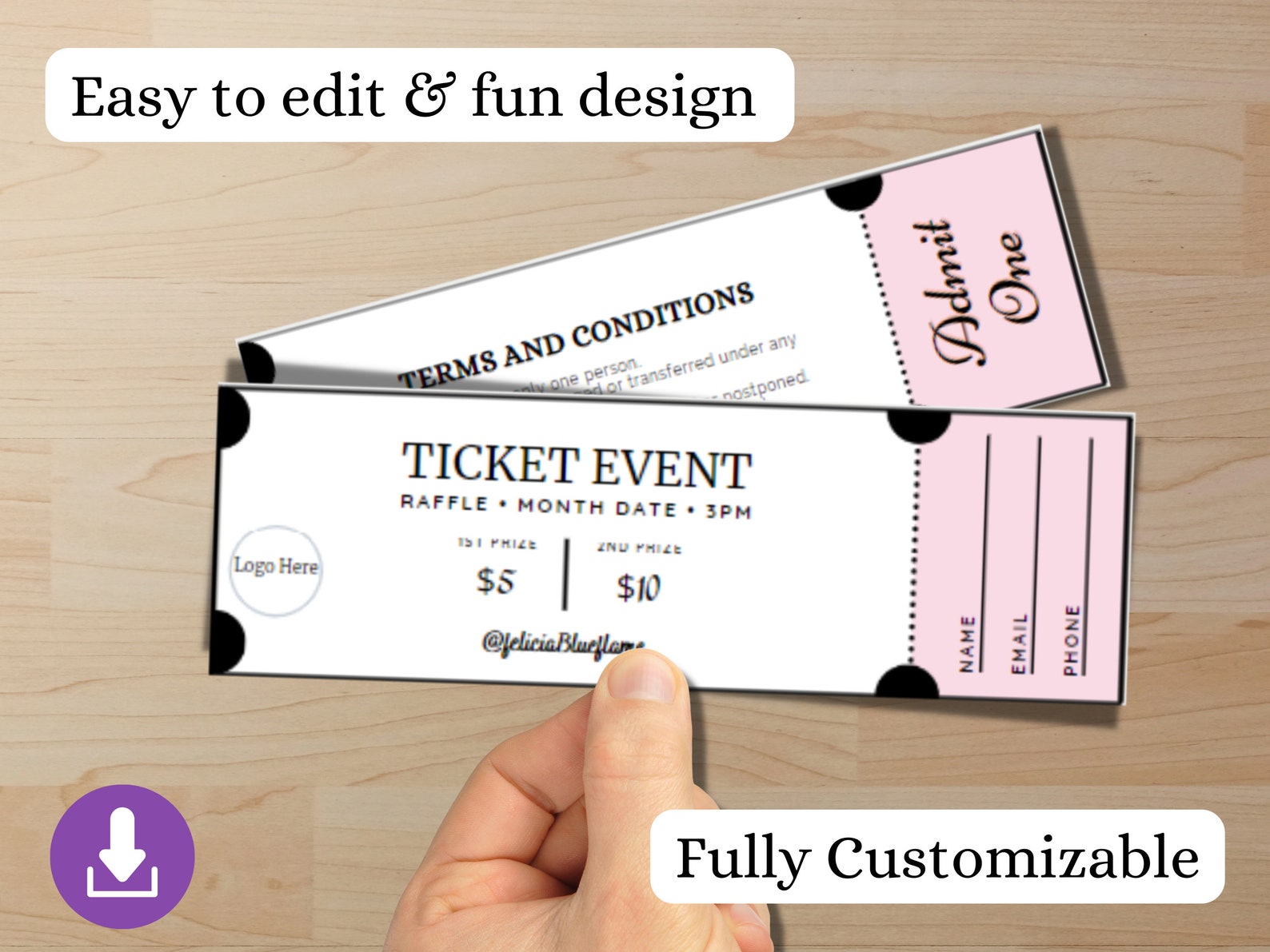 Blank Raffle Template Ticket, Diy Ticket, Custom Ticket, Themed Raffle ...