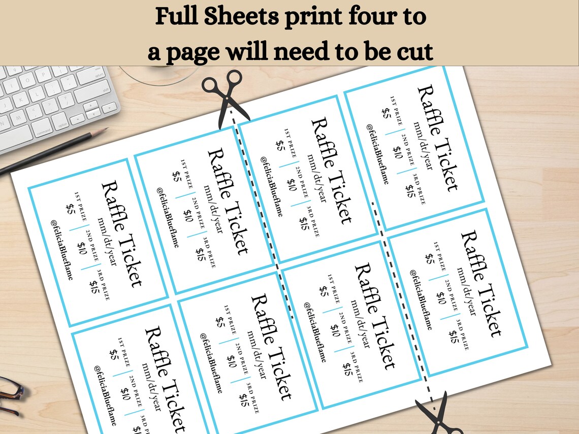 Blue Ticket, Printable Raffle, Editable Raffle Template Ticket, Diy ...